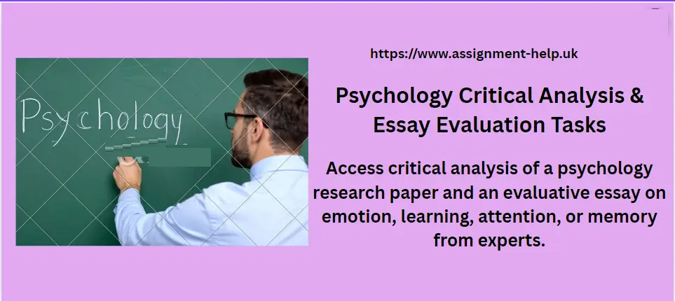 Psychology Critical Analysis & Essay Evaluation Tasks - Assignment Help UK
